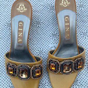 Gina | Shoes | Gina Women Shoe Patent Leather Crystal Embellish Slip On ...